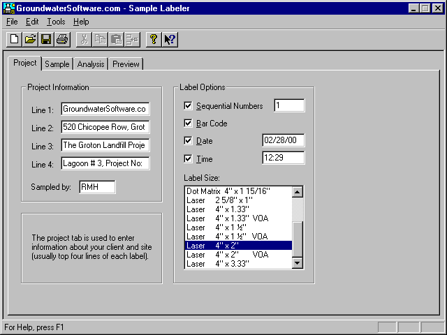 GroundwaterSoftware.com - Sample Labeler: A sample container labeling ...